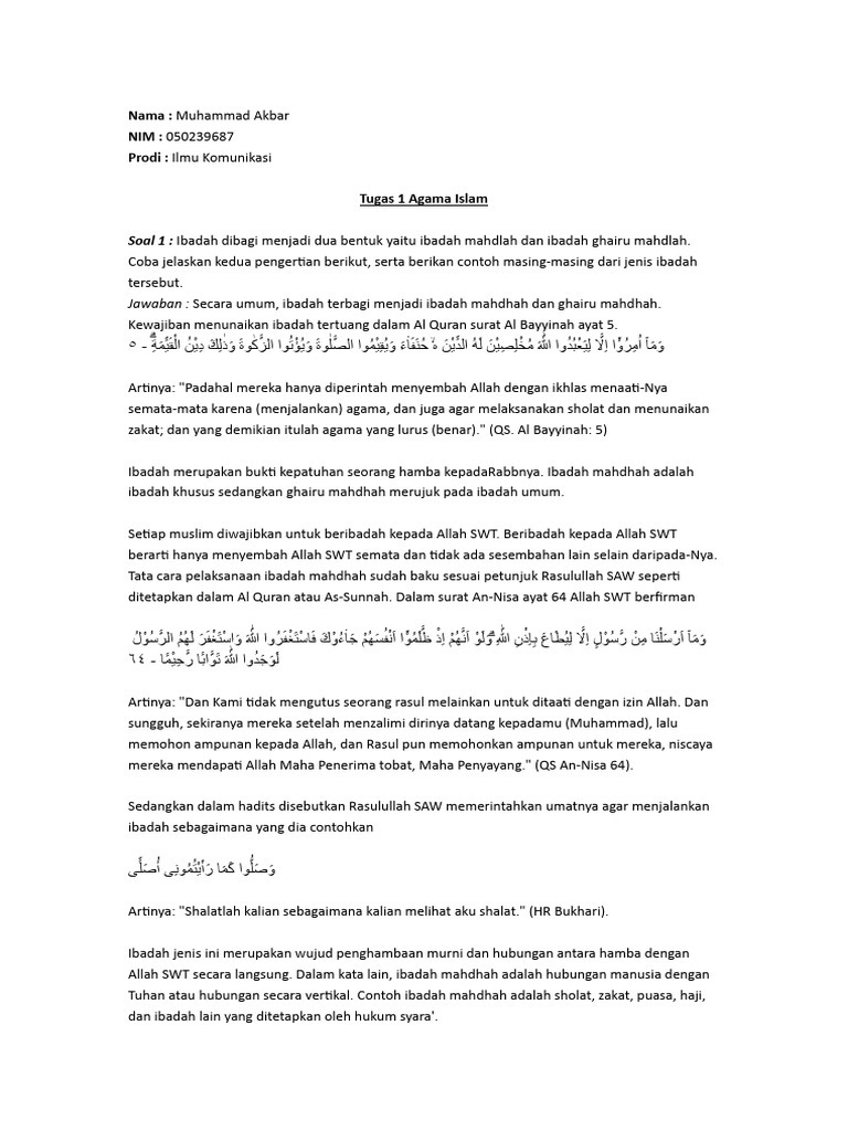 Tugas 1 Agama Islam | PDF