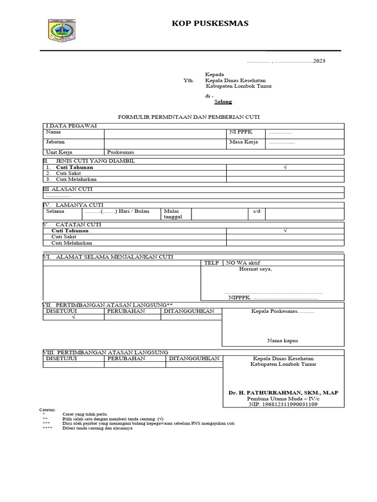 Permohonan Cuti PPPK | PDF
