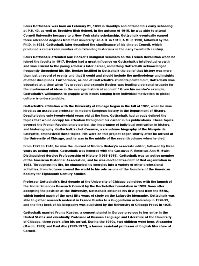 Louis Gottschalk Was Born On February 21 | PDF | Politics | Social Science