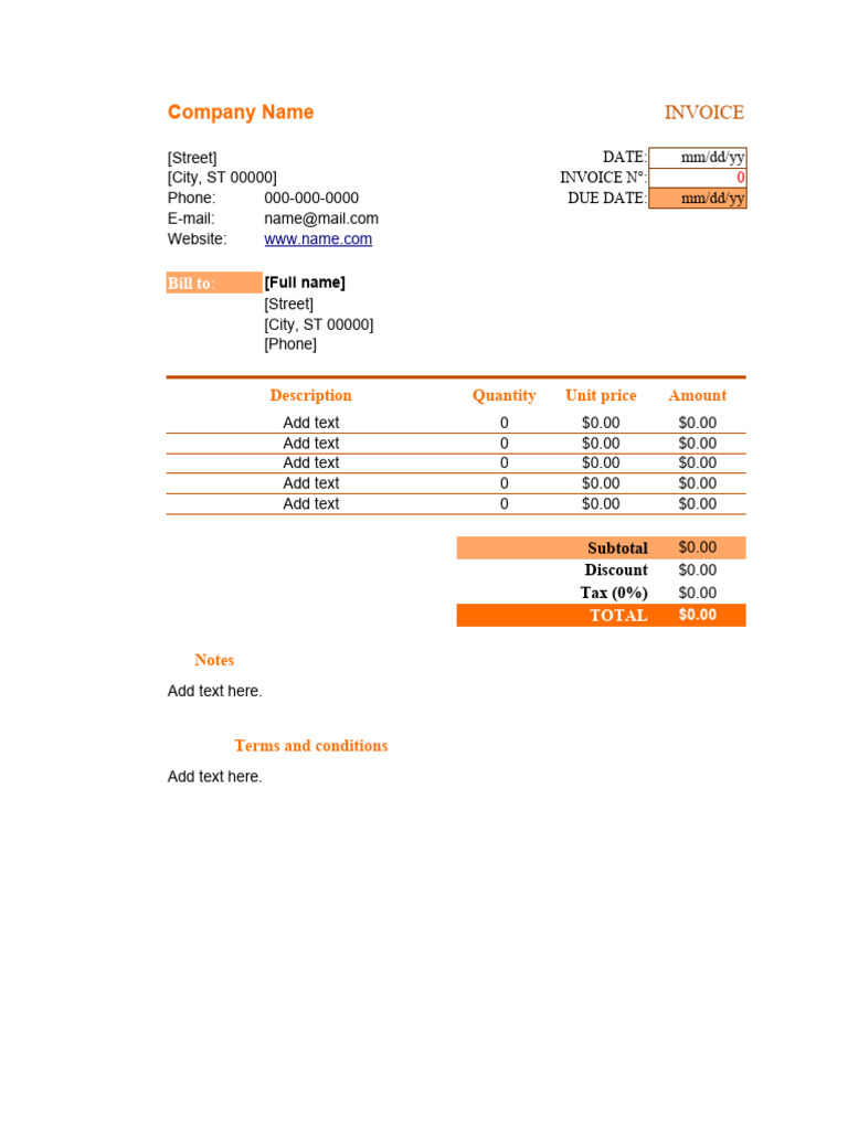 Invoice Template in English | PDF