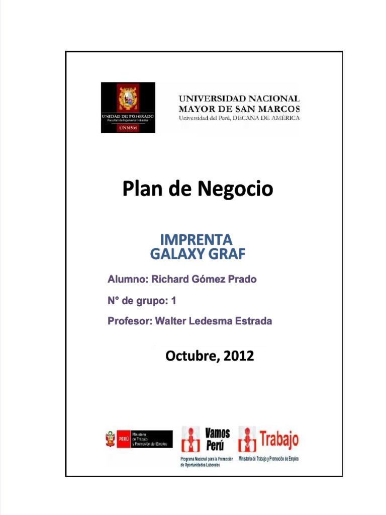 PDF Plan de Negocio Imprenta Richard Gomez1 - Compress | PDF