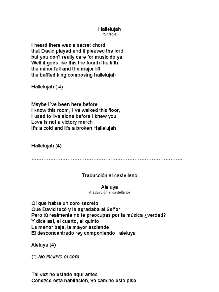 Hallelujah Letra y Traducción | PDF