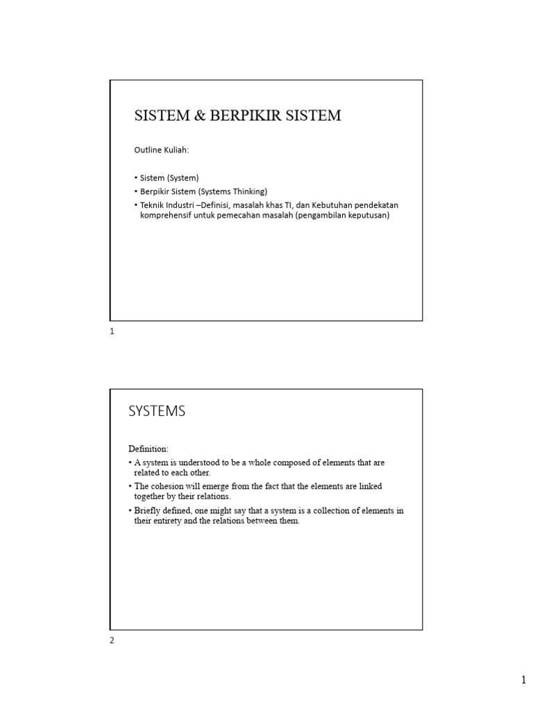 Sistem dan Berpikir Sistem: Pendekatan Komprehensif | PDF