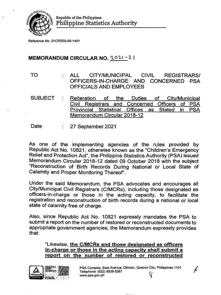 MC No. 2021 21 | PDF