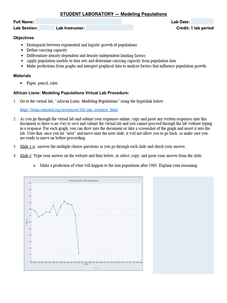 5 - Modeling Population Growth Remote Lab | PDF