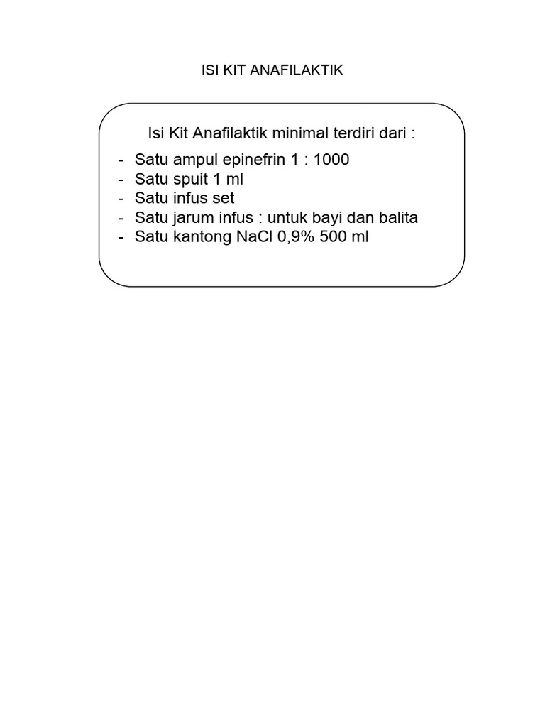 Isi Lengkap Kit Anafilaktik | PDF