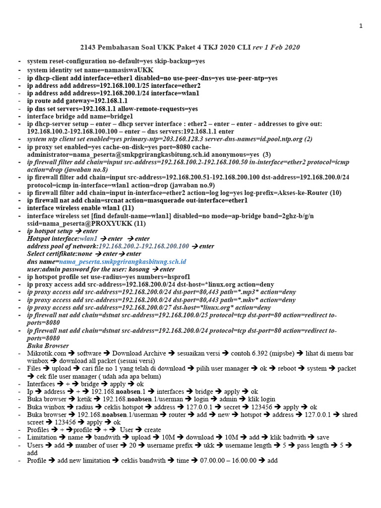 2 Pembahasan Soal UKK Paket 4 TKJ 2020 CLI Rev 1 Feb 2020 | PDF | Komputer | Teknologi & Rekayasa
