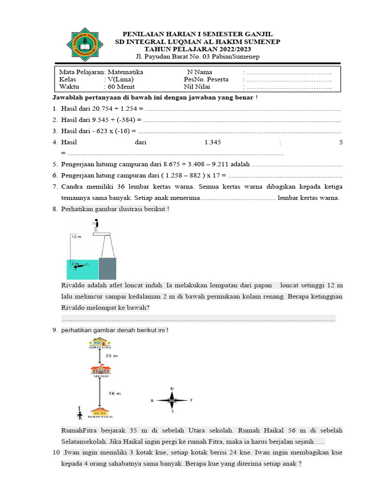 PH MTK Kls 5 Bilangan Bulat | PDF