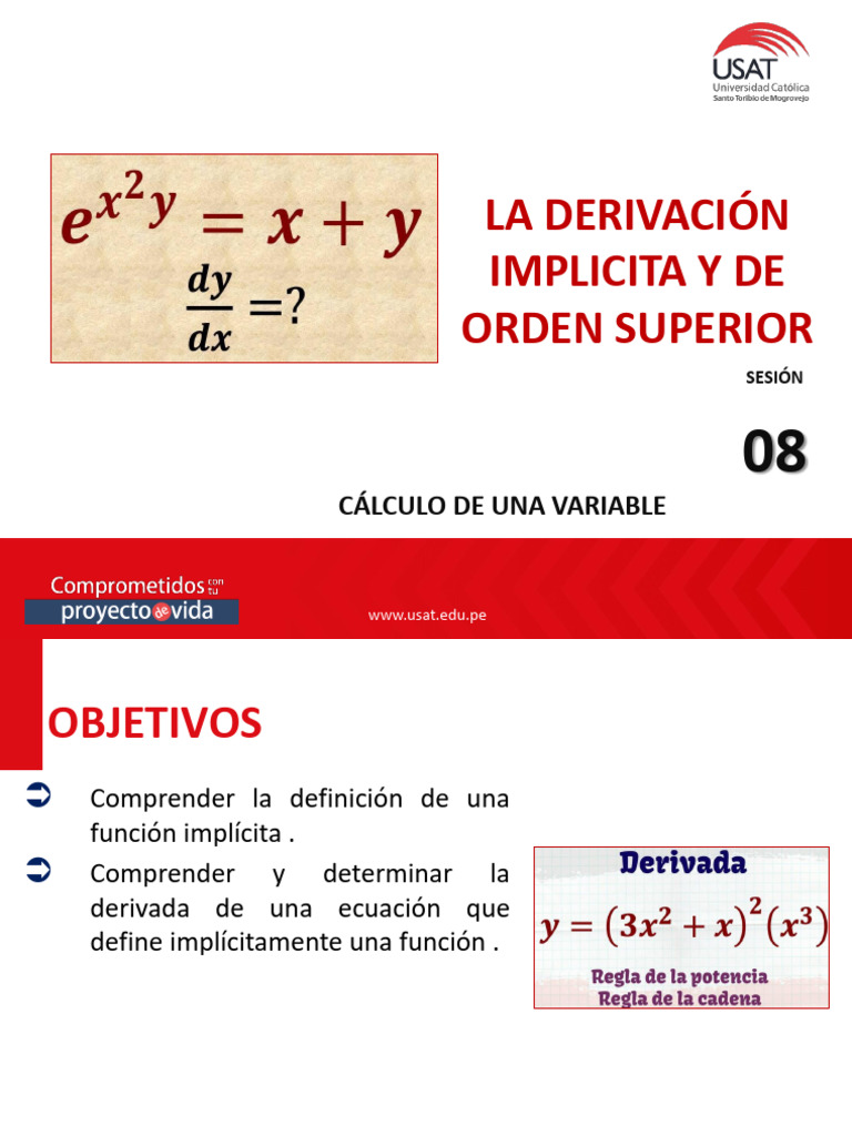Sesión 08B - PPT Derivación Implicita y de Orden Superior | PDF ...