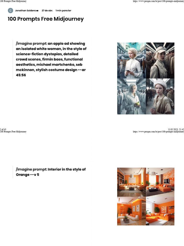 100 Prompts Free Midjourney | PDF