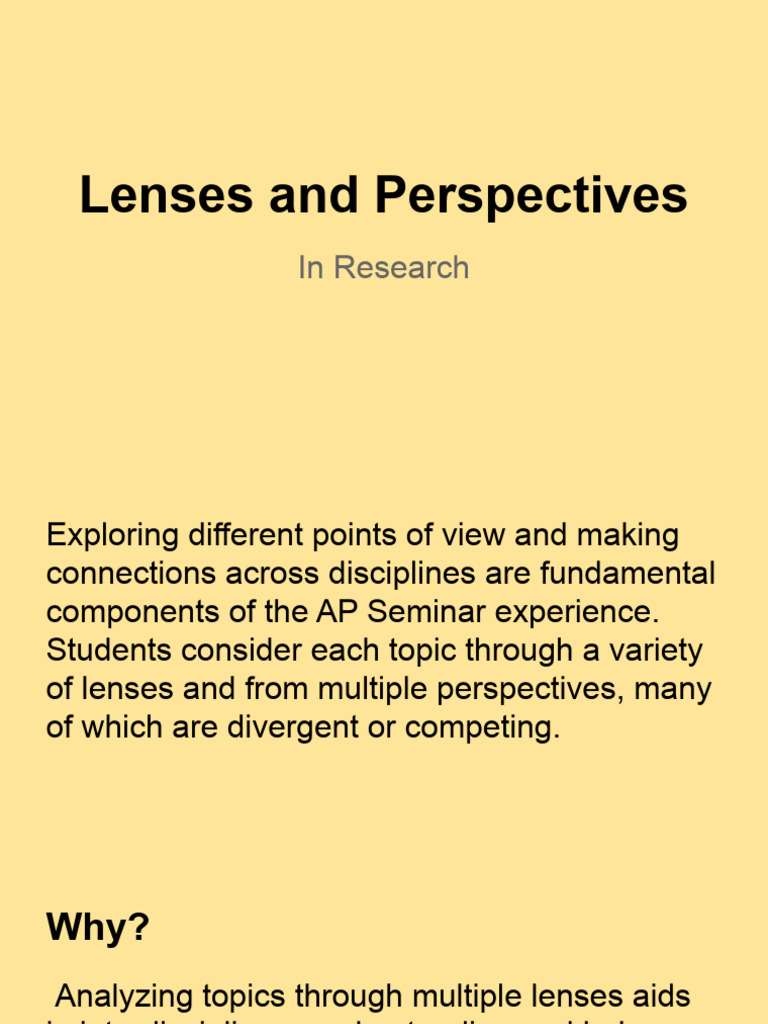 AP Seminar: Exploring Research Lenses | PDF