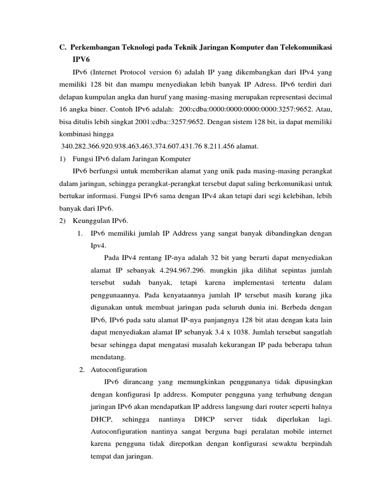 Modul Ajar TJKT BAB2 - Perkembangan Teknologi TJKT IPV6 - Dwi Pramono | PDF