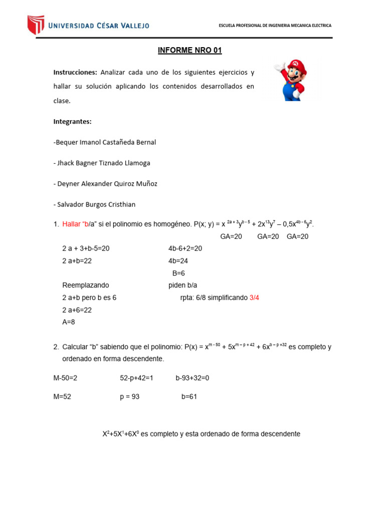 Informe de Mate 1 | PDF