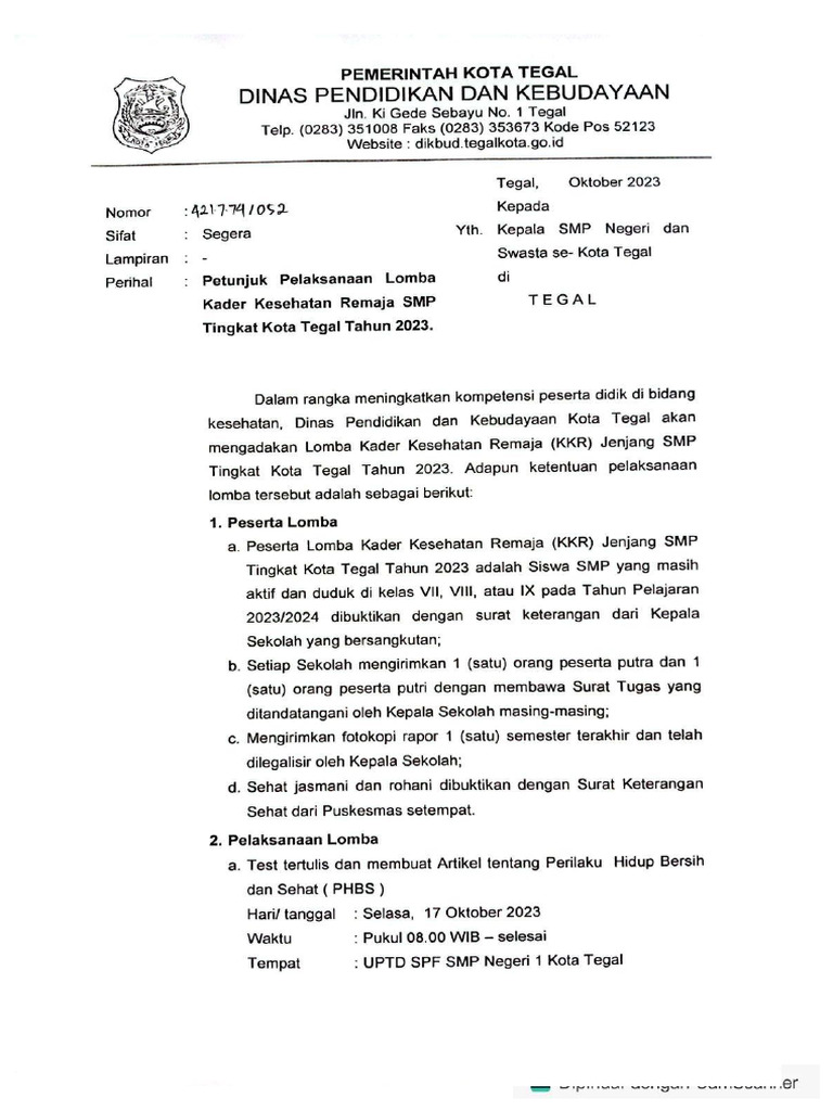 Juklak Lomba Kkr. 2023 | PDF