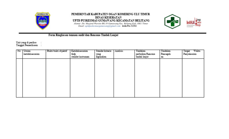Form Temuan Audit | PDF