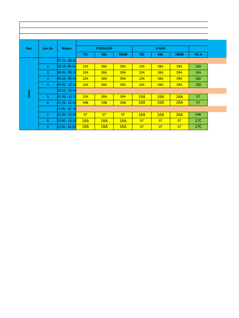 Jadwal Sementara 23-24 Kls X, Xi, Xii | PDF