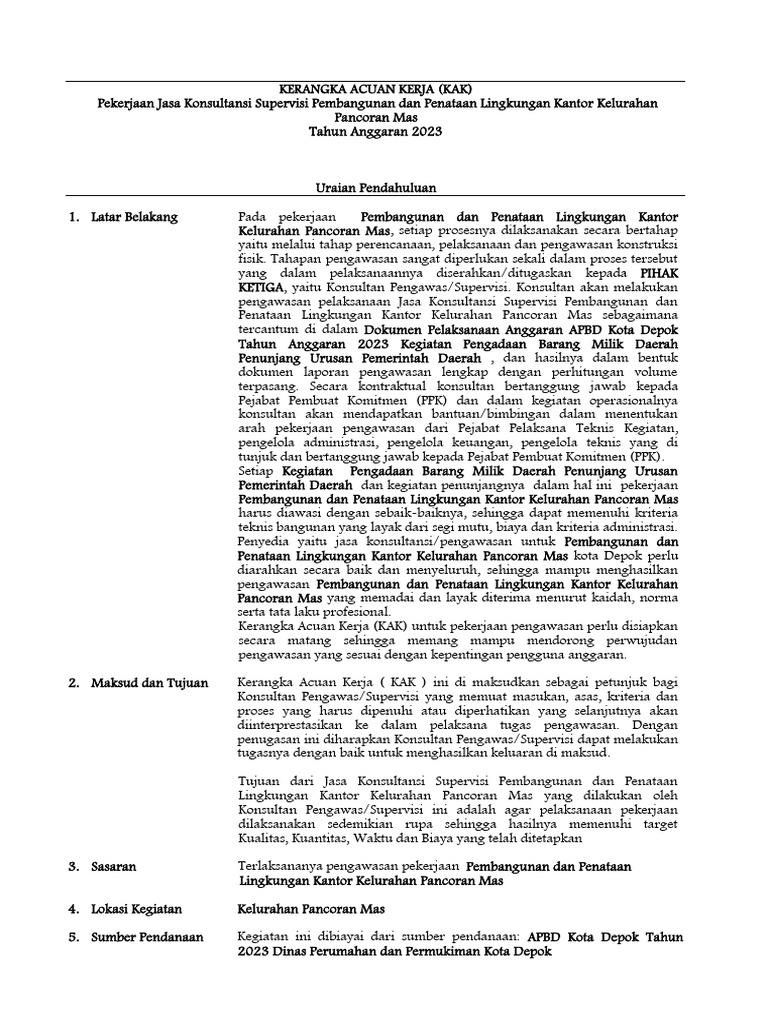 KAK SPV Kel. Pancoran Mas R1 | PDF