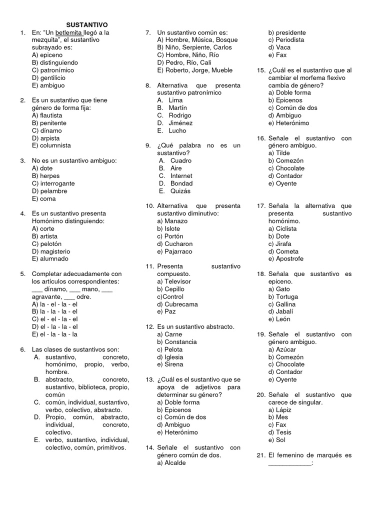 Ejercicios Sustantivos y Adjetivos | PDF | Adjetivo | Sustantivo