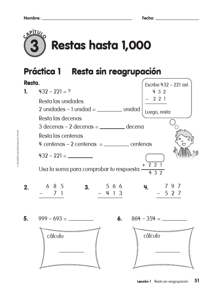 Restas con y sin reagrupación | PDF