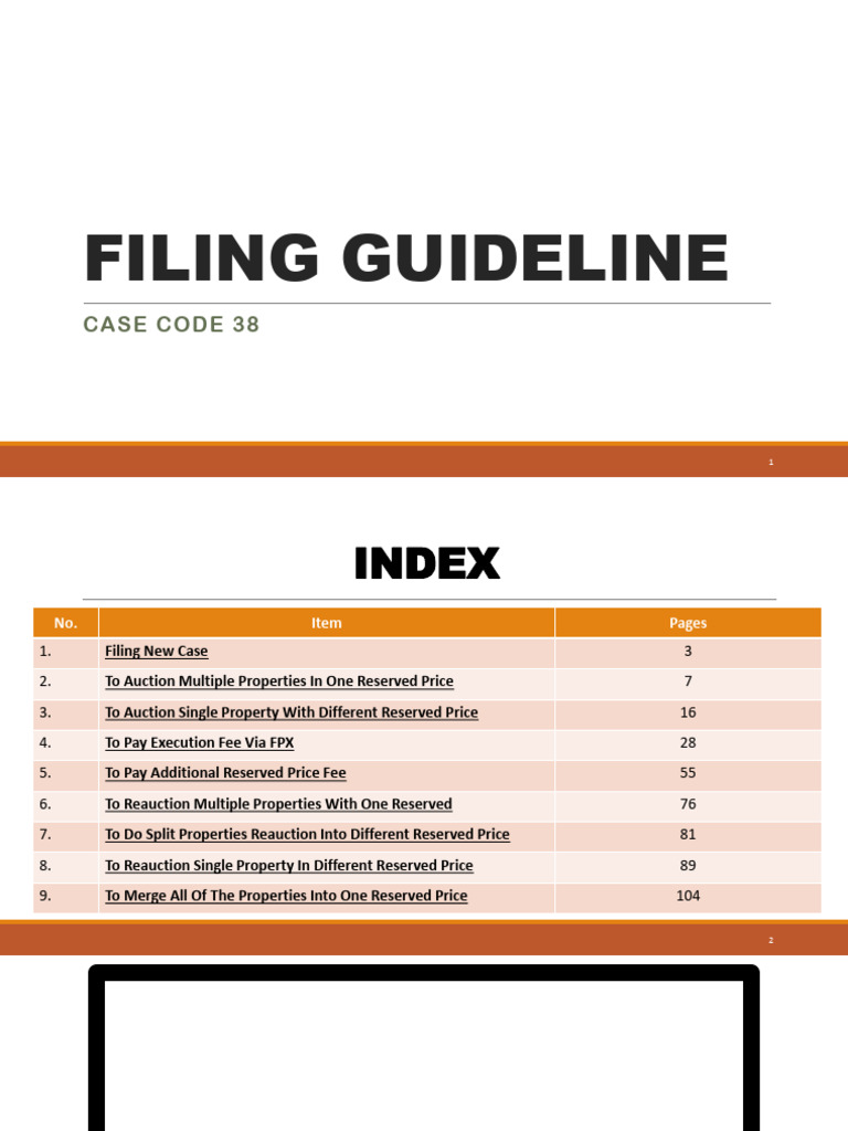 Filing Guideline Case Code 38 | PDF | Auction | Icon (Computing)