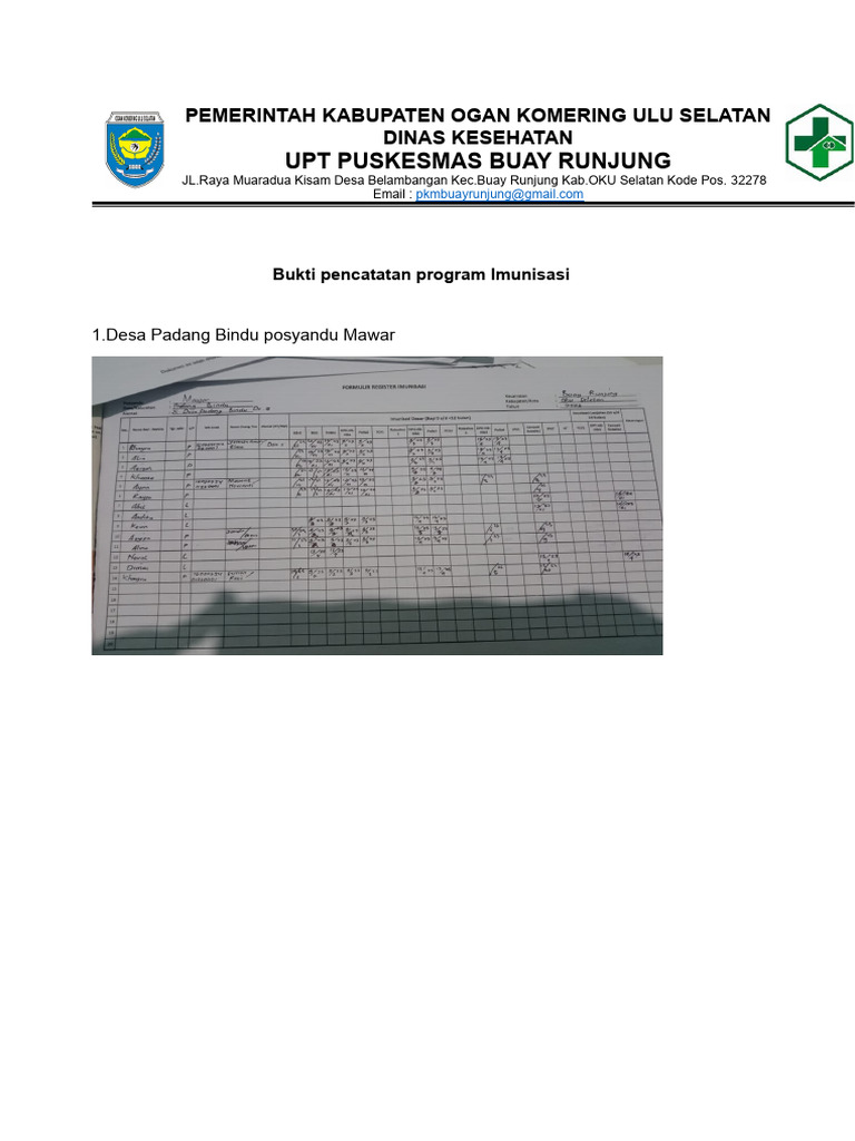 Bukti Pencatatan Program Imunisasi | PDF