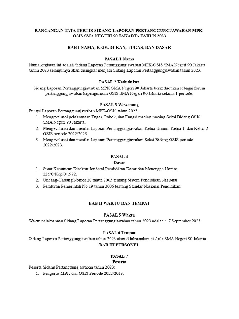 Peraturan Sidang LPJ 2023 | PDF