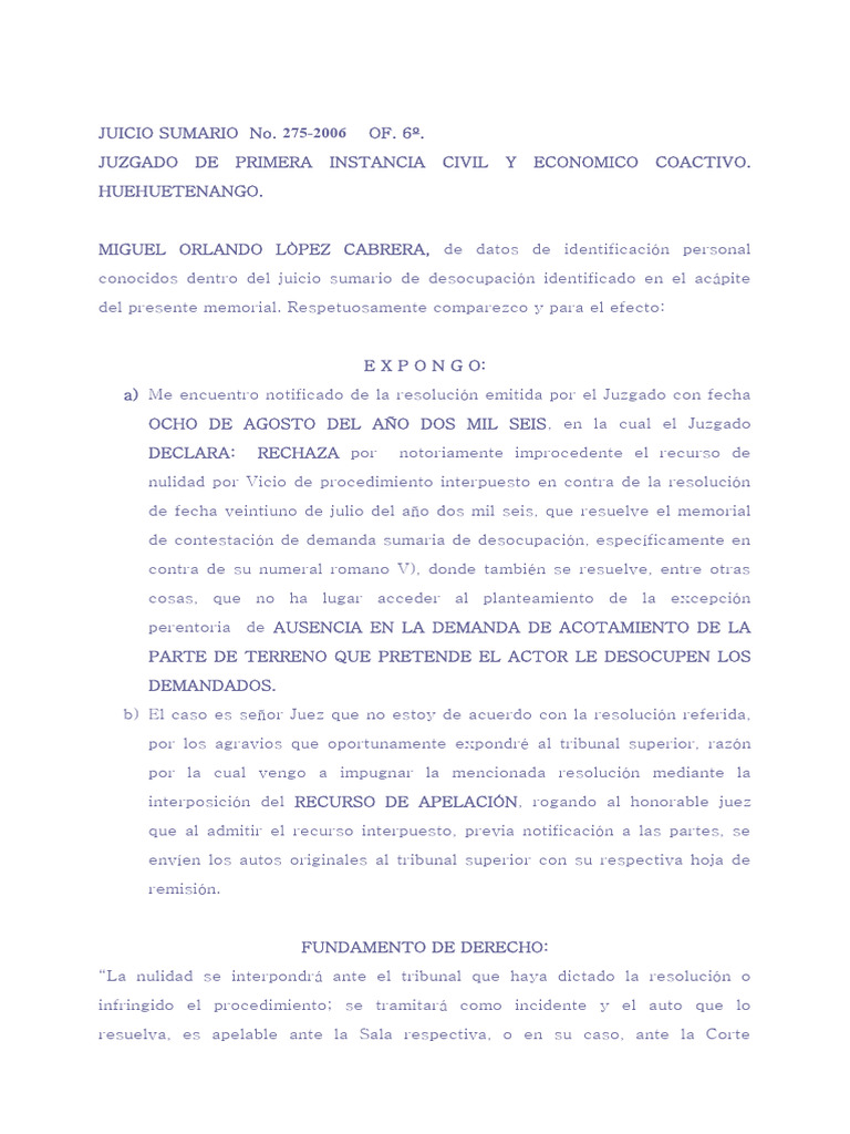 APELACION | PDF | Apelación | Sentencia (ley)