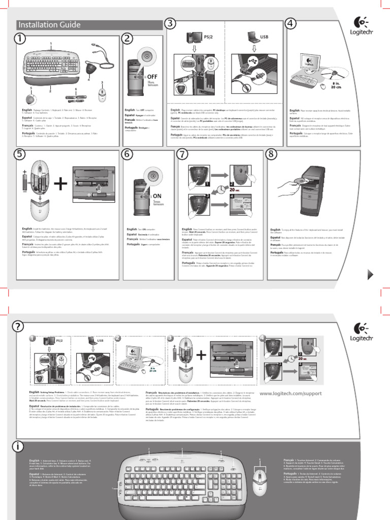 Guide d'installation du clavier Logitech | PDF | USB | Entrée/Sortie