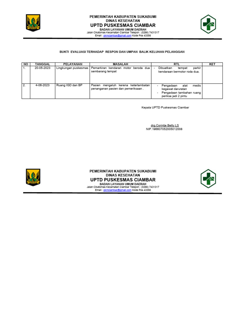 Bukti Evaluasi Umpan Balik Keluhan Pelanggan | PDF