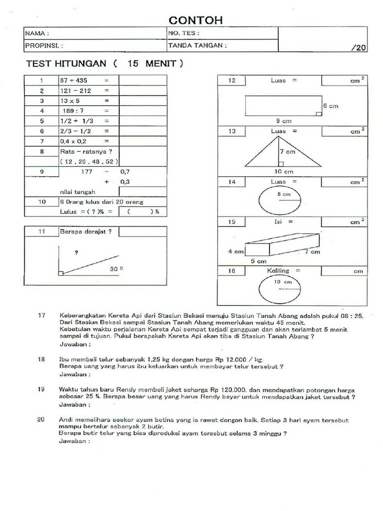 Contoh Soal Matematika Magang IM Japan | PDF