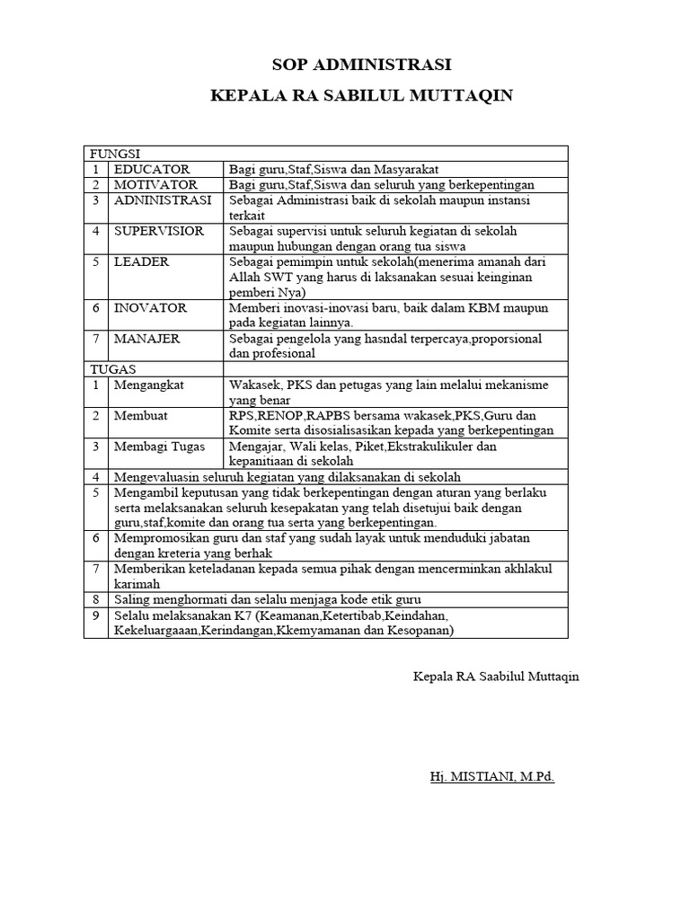 Sop Administrasi | PDF