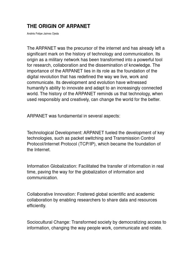 The Origin of Arpanet | PDF | Internet Protocols | Internet