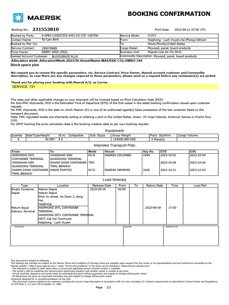 Booking Confirmation: Allocation Week: Allocationweek-2023/39 ...