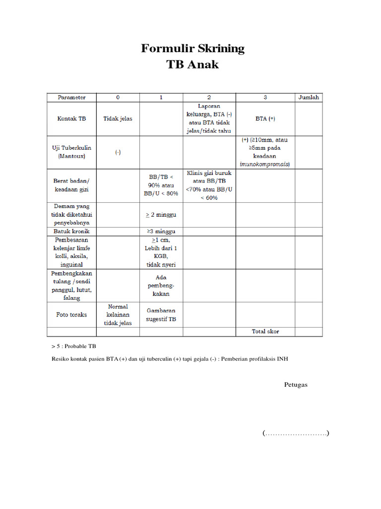 Formulir Skrining TB Anak | PDF