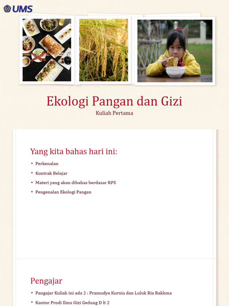 Ekologi Pangan Dan Gizi | PDF
