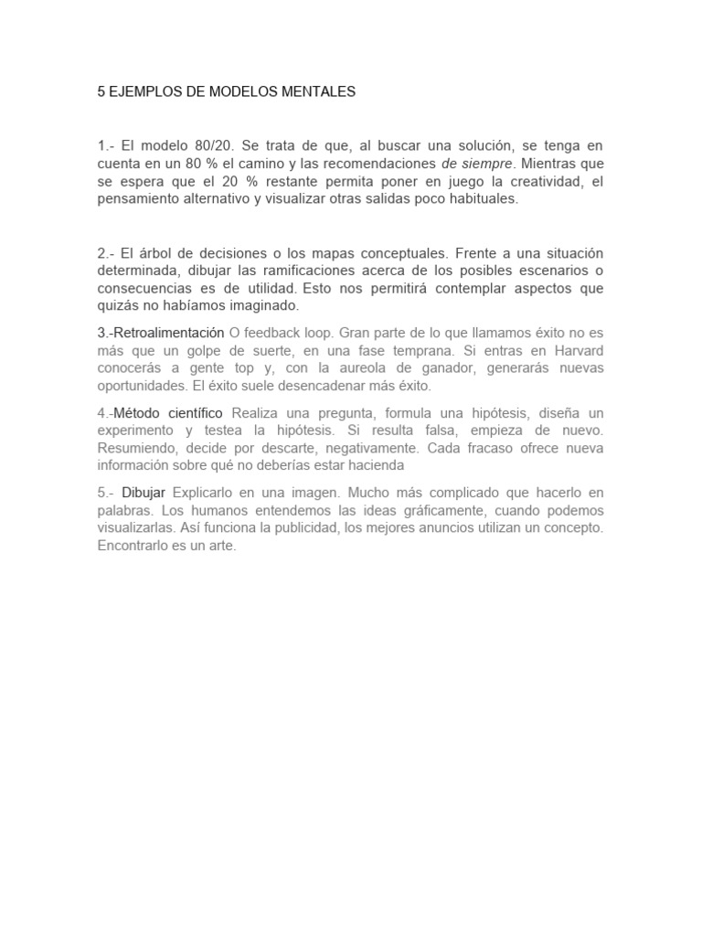5 Ejemplos de Modelos Mentales | PDF