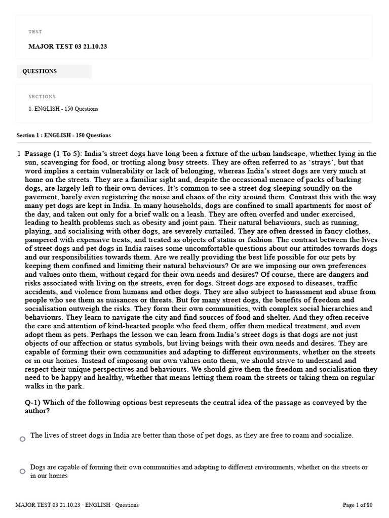 Major Test | PDF