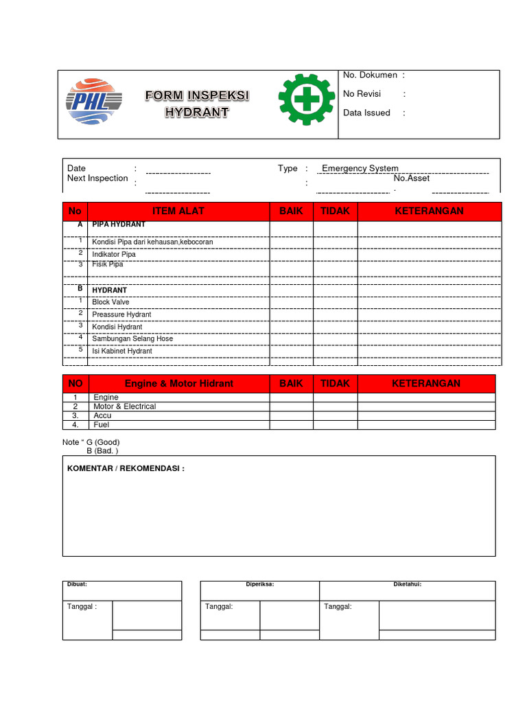 Form Inspeksi Hydrant | PDF