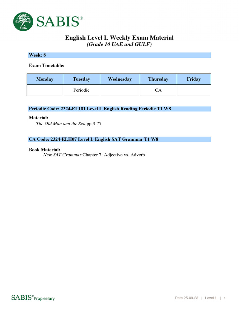 2324 Level L (GR 10 UAE - Gulf) English Exam Related Materials T1 Wk8 ... 2324 Level L (GR 10 UAE - Gulf) English Exam Related Materials T1 Wk8 ...