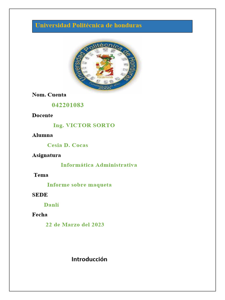 Informe de La Maqueta Final | PDF