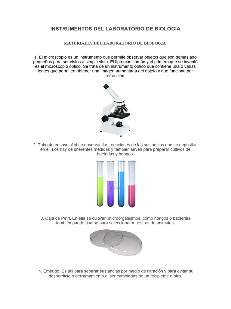 Instrumentos Del Laboratorio de Biologia - Docx 8 | PDF