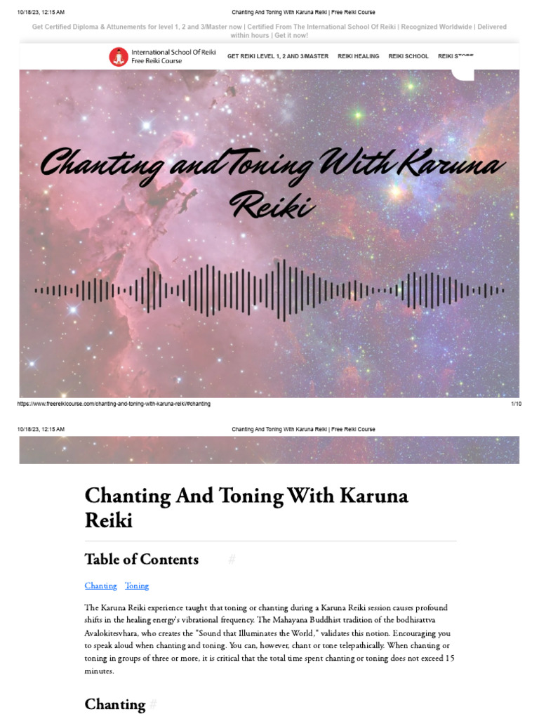 Chanting and Toning With Karuna Reiki - Free Reiki Course | Download ...