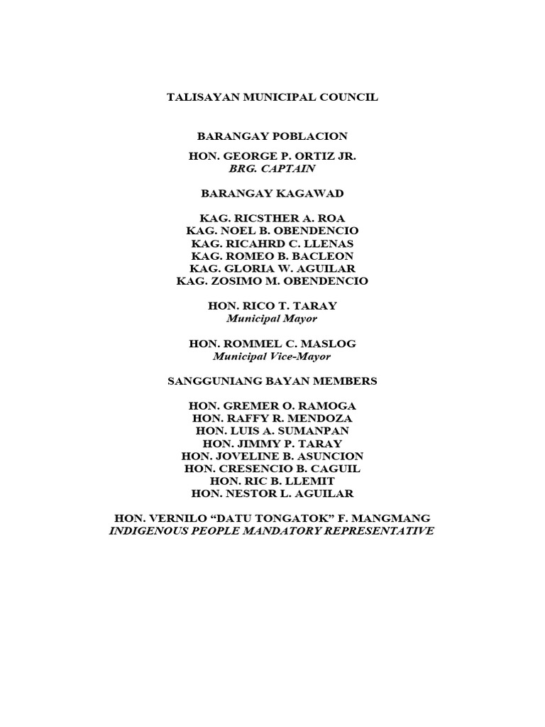 Talisayan Council | PDF