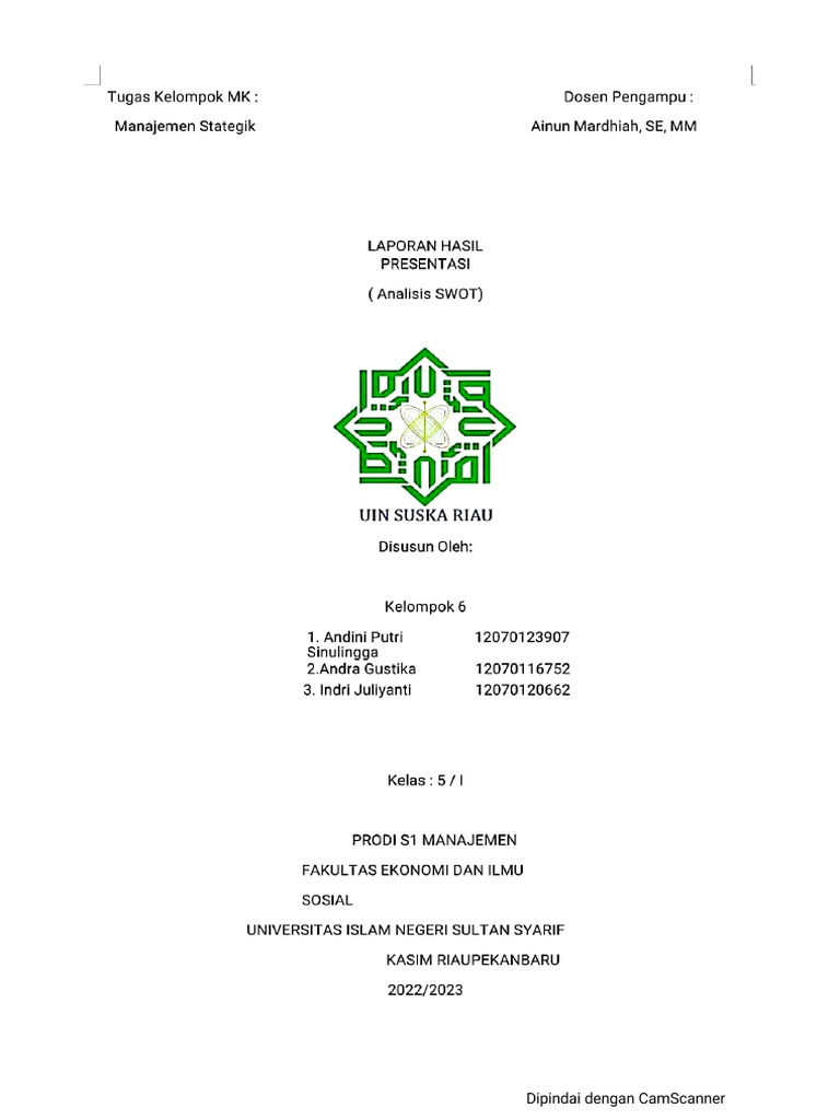 Laporan Manajemen Strategik Kel 6 | PDF