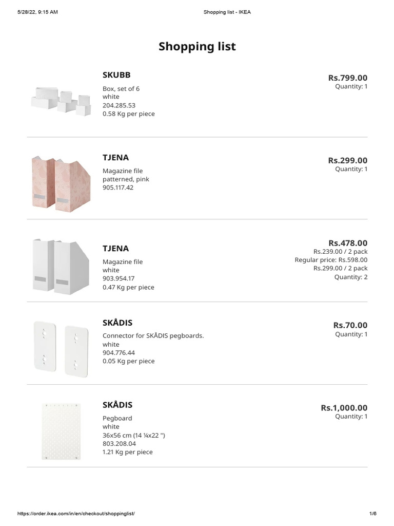 IKEA Shopping List and Prices | PDF | Materials | Building Materials
