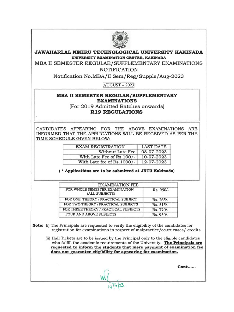 MBA II Sem Notification | PDF MBA II Sem Notification | PDF