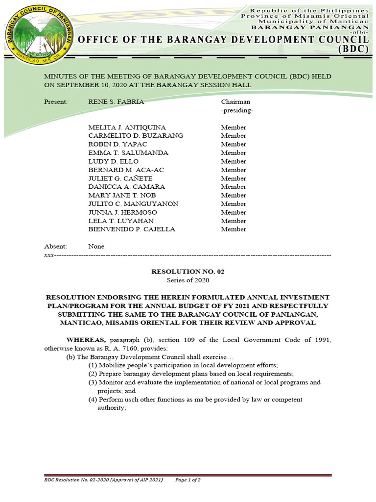 Barangay Development Plan Approval | PDF | Government
