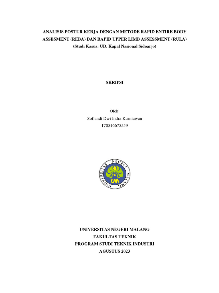 Analisis Postur Kerja Menggunakan Metode Ergonomi RULA Dan REBA | PDF ...