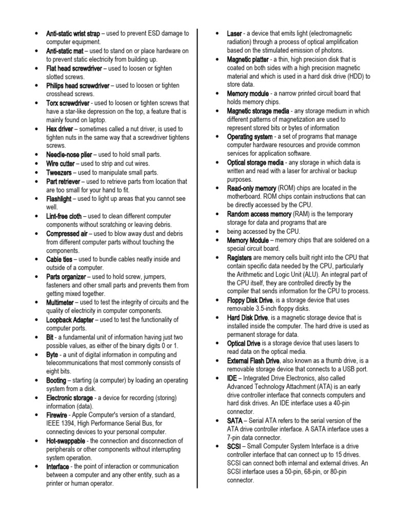 TLE 7 Reviewer | PDF | Computer Data Storage | Electronics