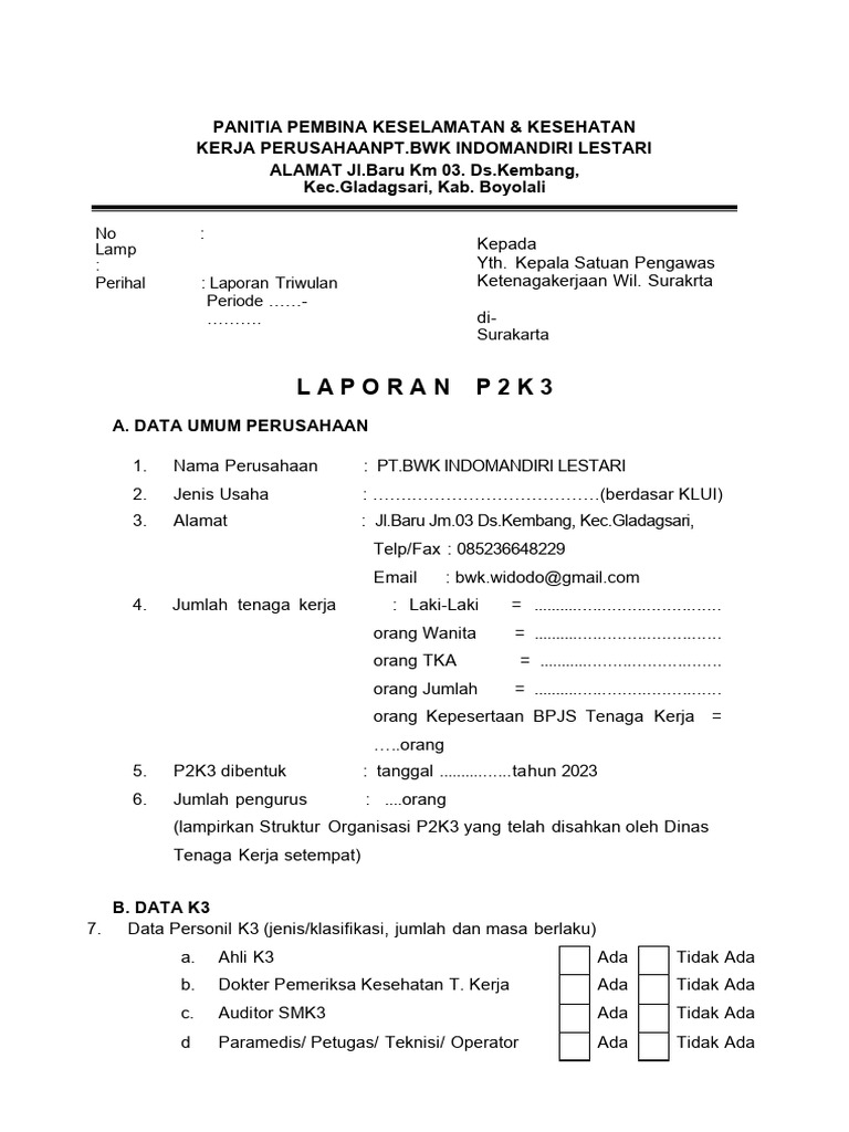 Laporan P2K3 | PDF